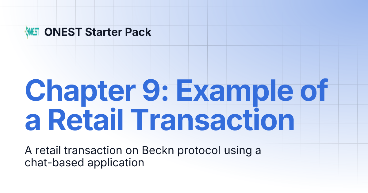 Chapter 9: Example of a Retail Transaction | ONEST Starter Pack