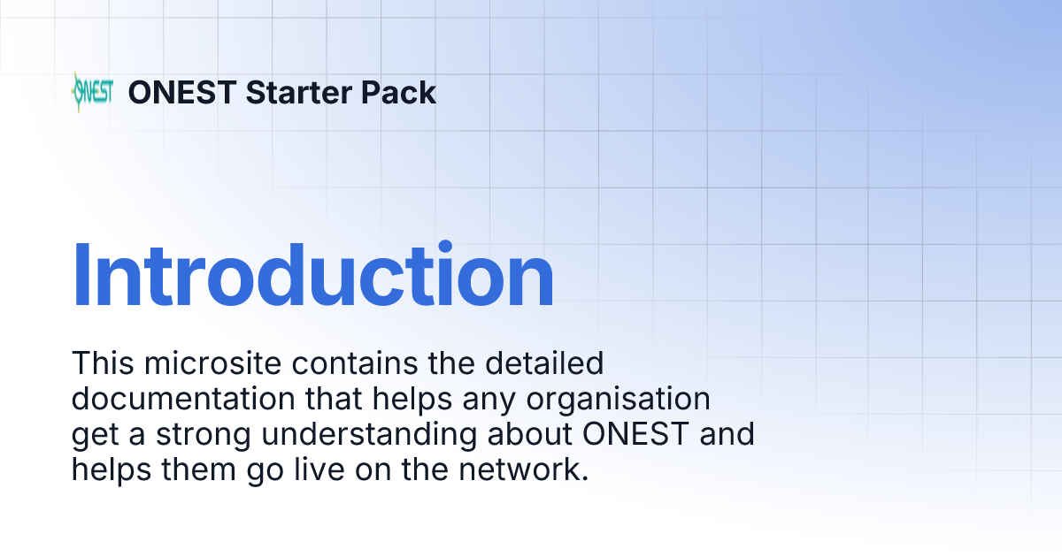 Introduction | ONEST Starter Pack